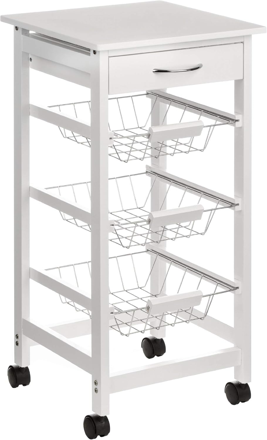 Premier Housewares Kitchen Trolley White Kitchen Trolleys with Wheels ...