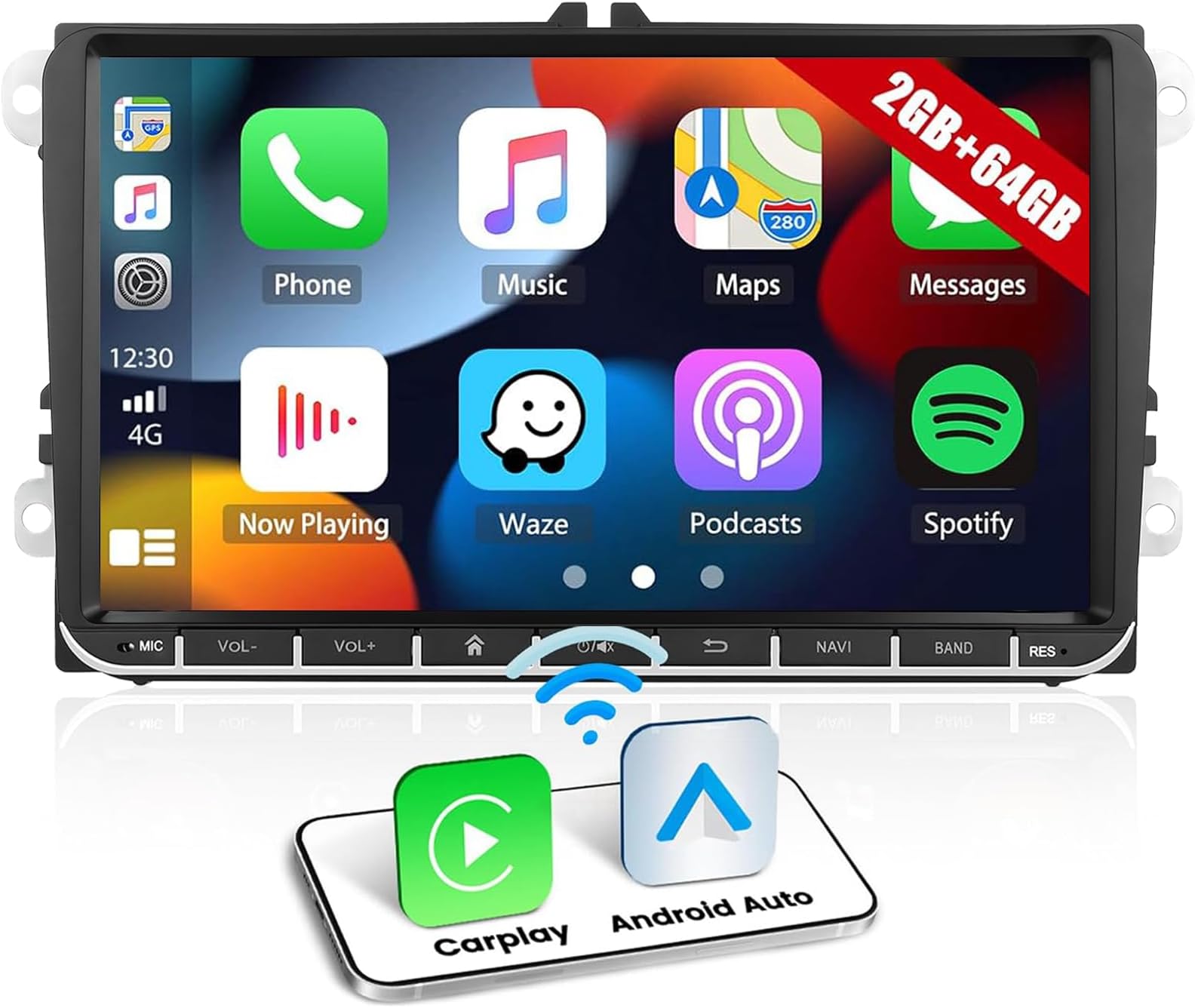 Inefala 2G+64G 9" Touchscreen Autoradio Android 13 per VW Skoda Seat ...