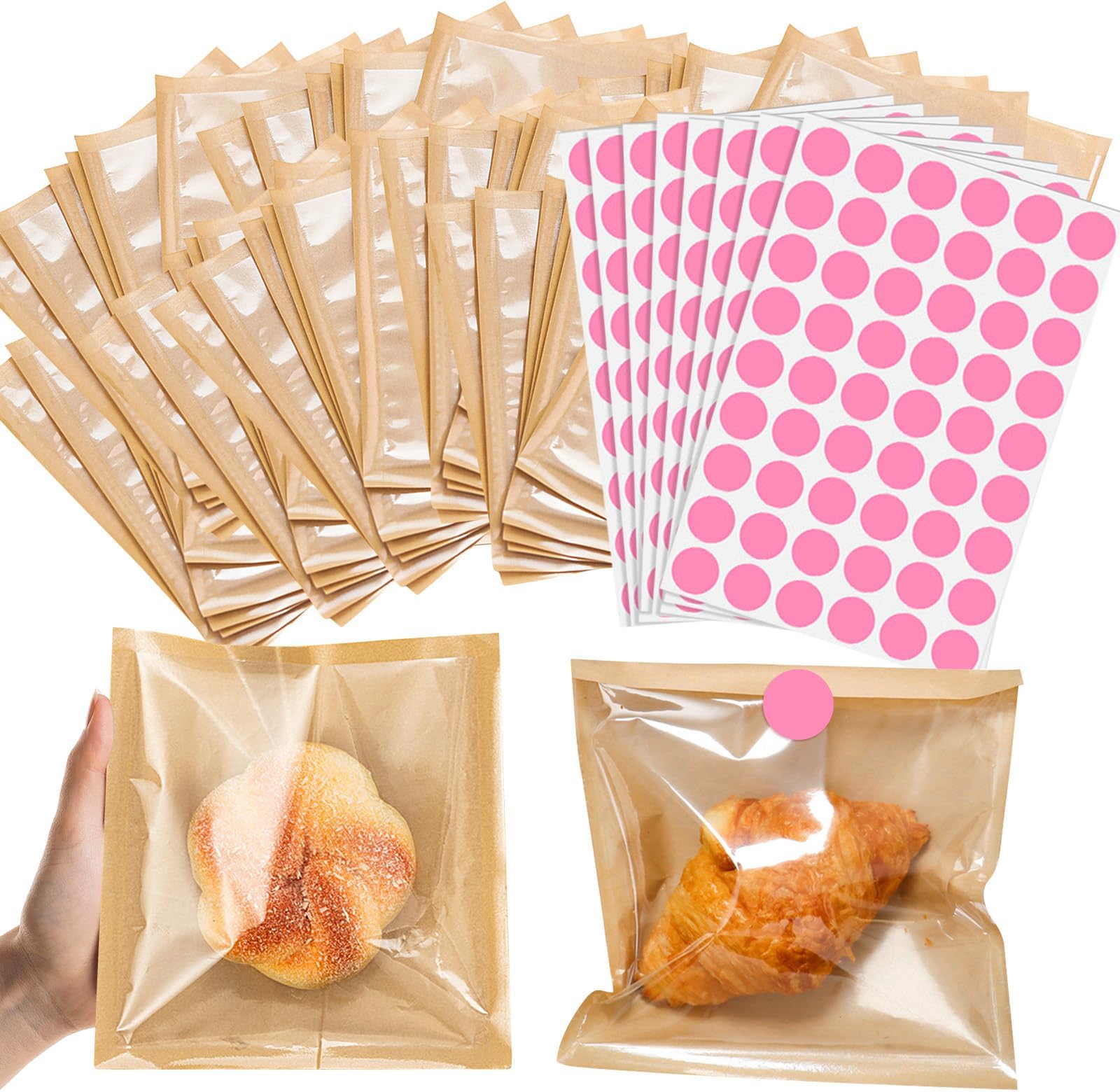 Amazon.com: 400 Pcs Heat Sealable Bakery Bags with Window 7.5 x 7.9 ...