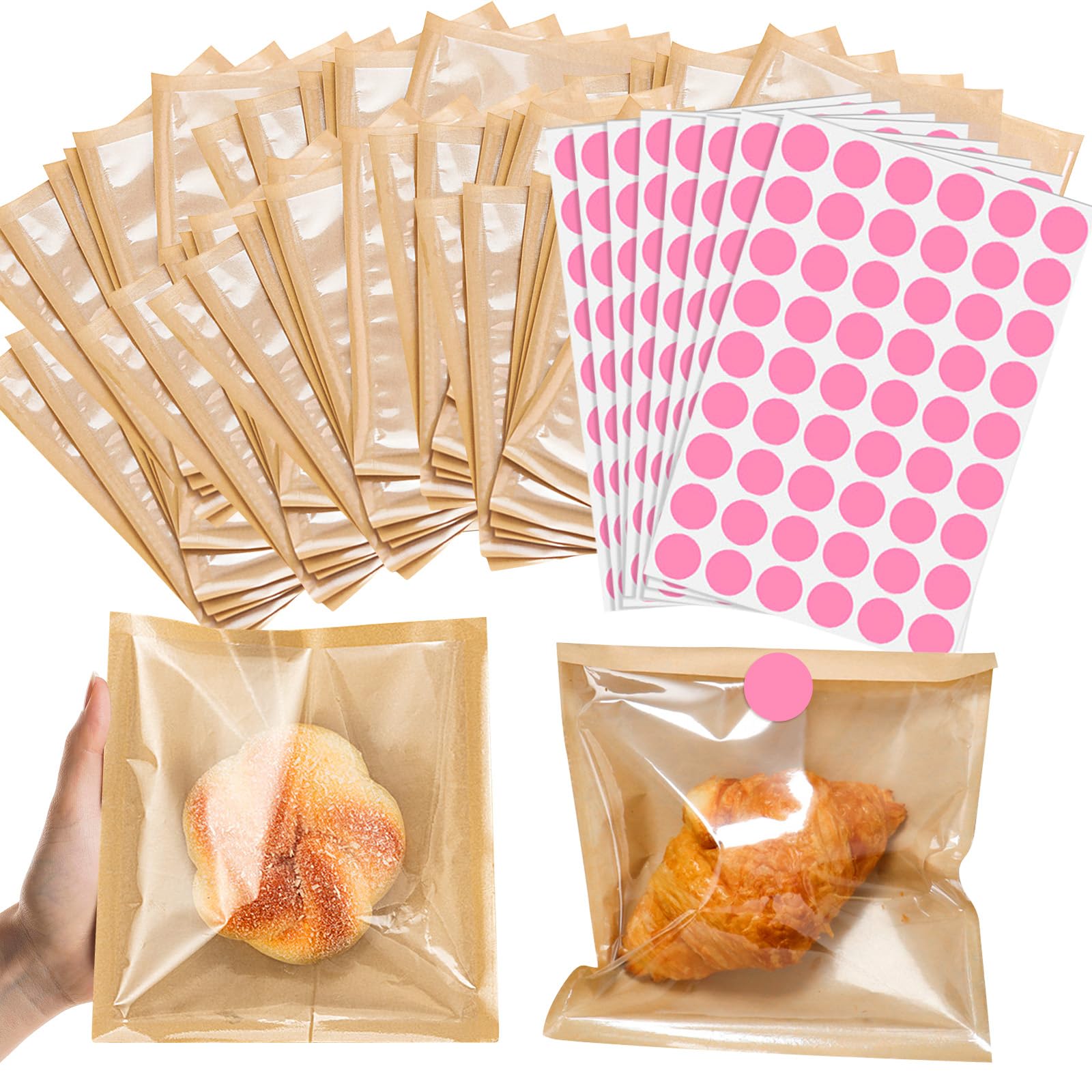 Amazon.com: 100 Pack Heat Sealable Bakery Bags with Window for Cookies ...