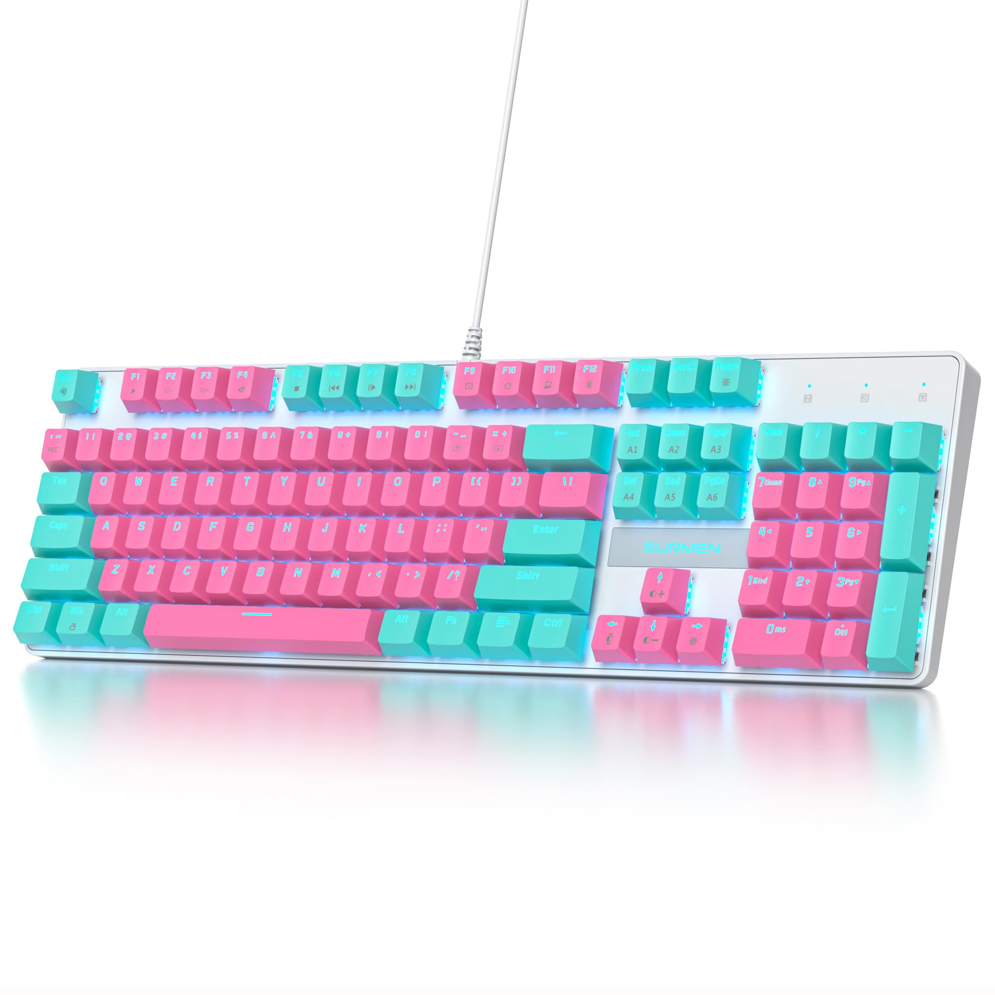 SOLIDEE Wired Full Size Mechanical Keyboard,US Layout QWERTY Keyboard ...