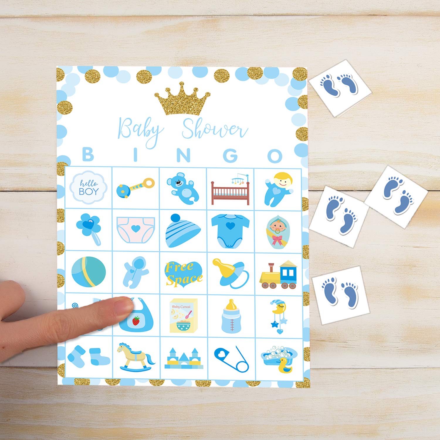 Buy Funnlot Baby Shower Games Baby Shower Bingo Boy Baby Shower Bingo ...