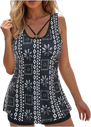 Amazon.com: junyipm Tankini Sets for Women,Women's 2 Piece Swimsuits ...