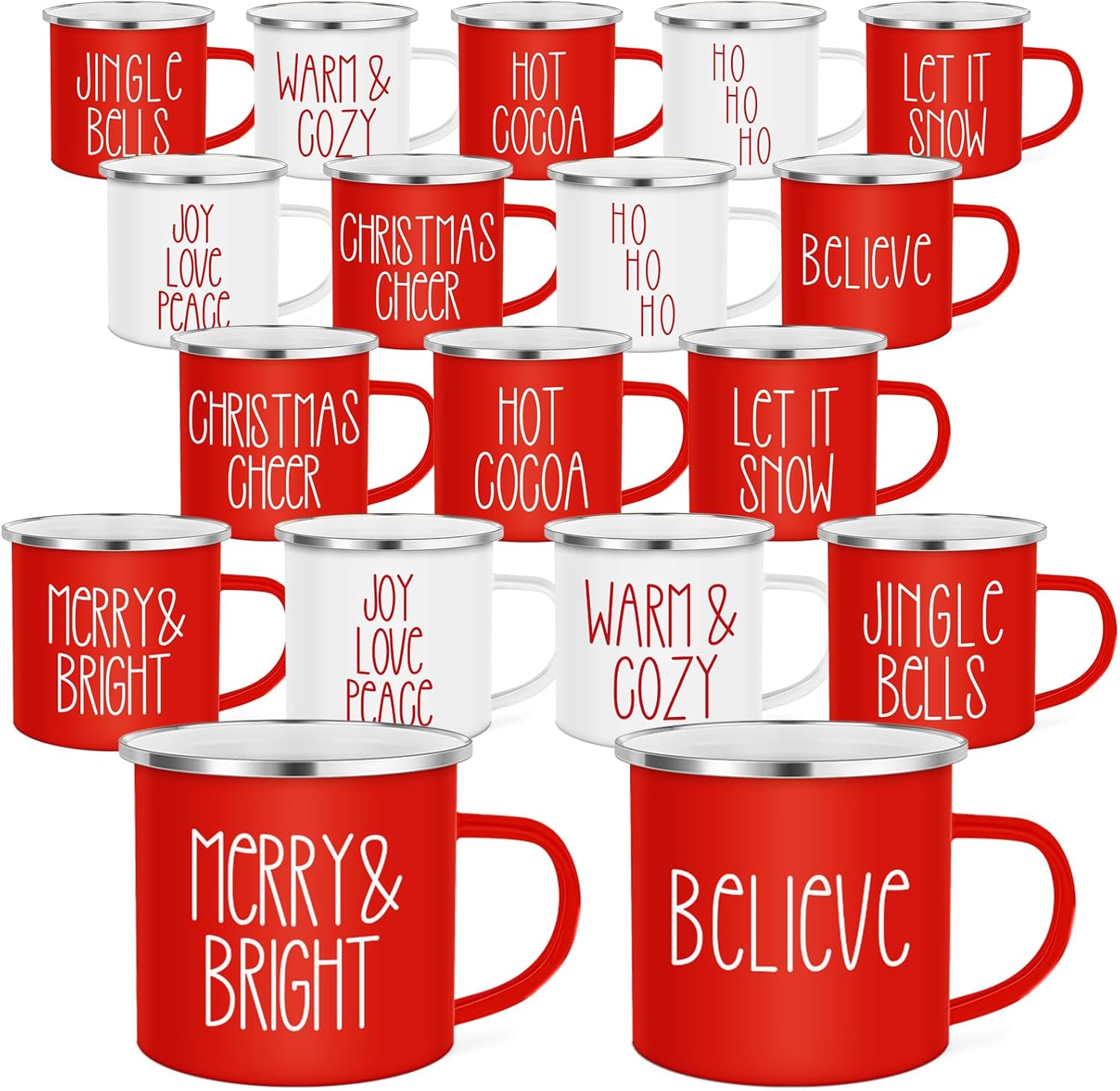 Amazon.com: Sieral 18 Pcs Christmas Enamel Coffee Mug Winter Holiday ...