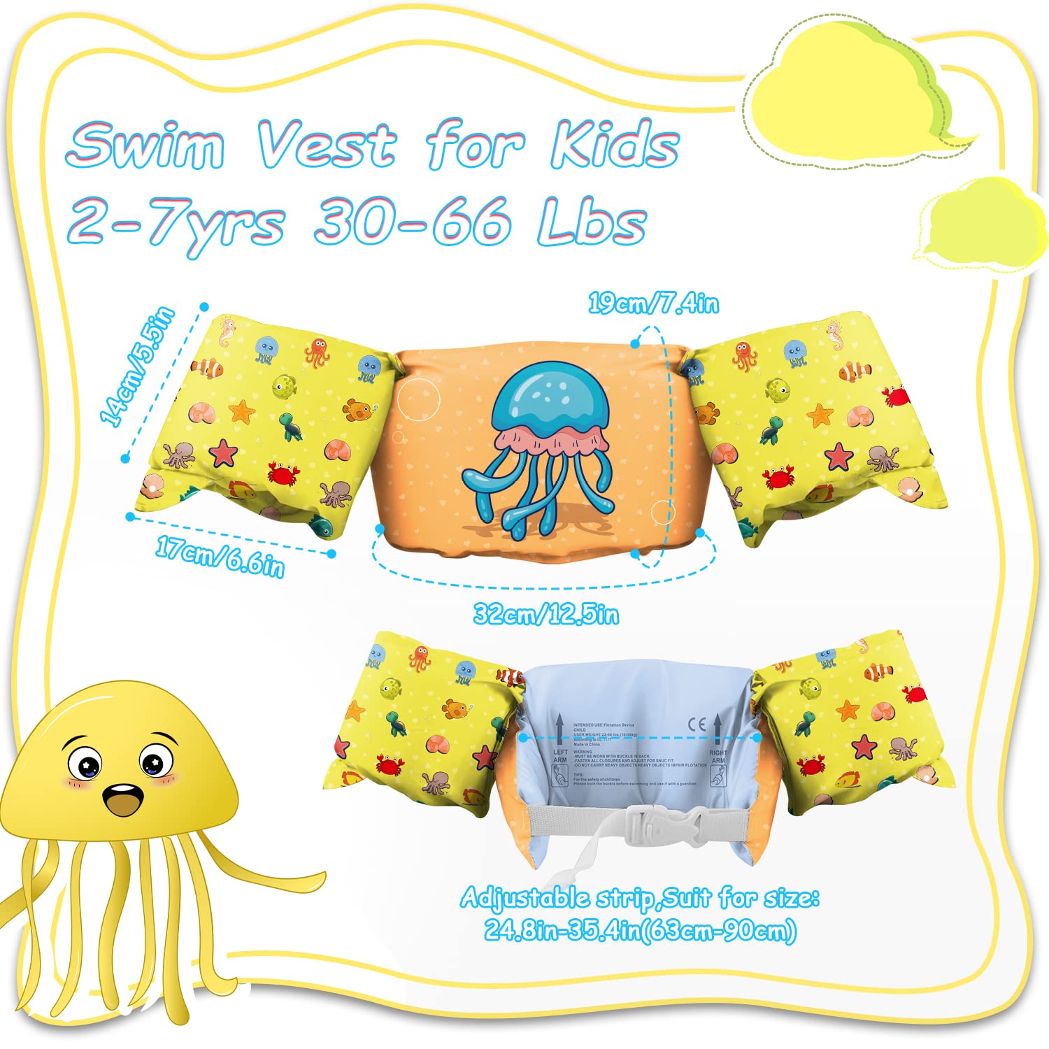 Snapklik.com : Toddler Swim Vest For 30-50 LBs Boys And Girls Pool ...