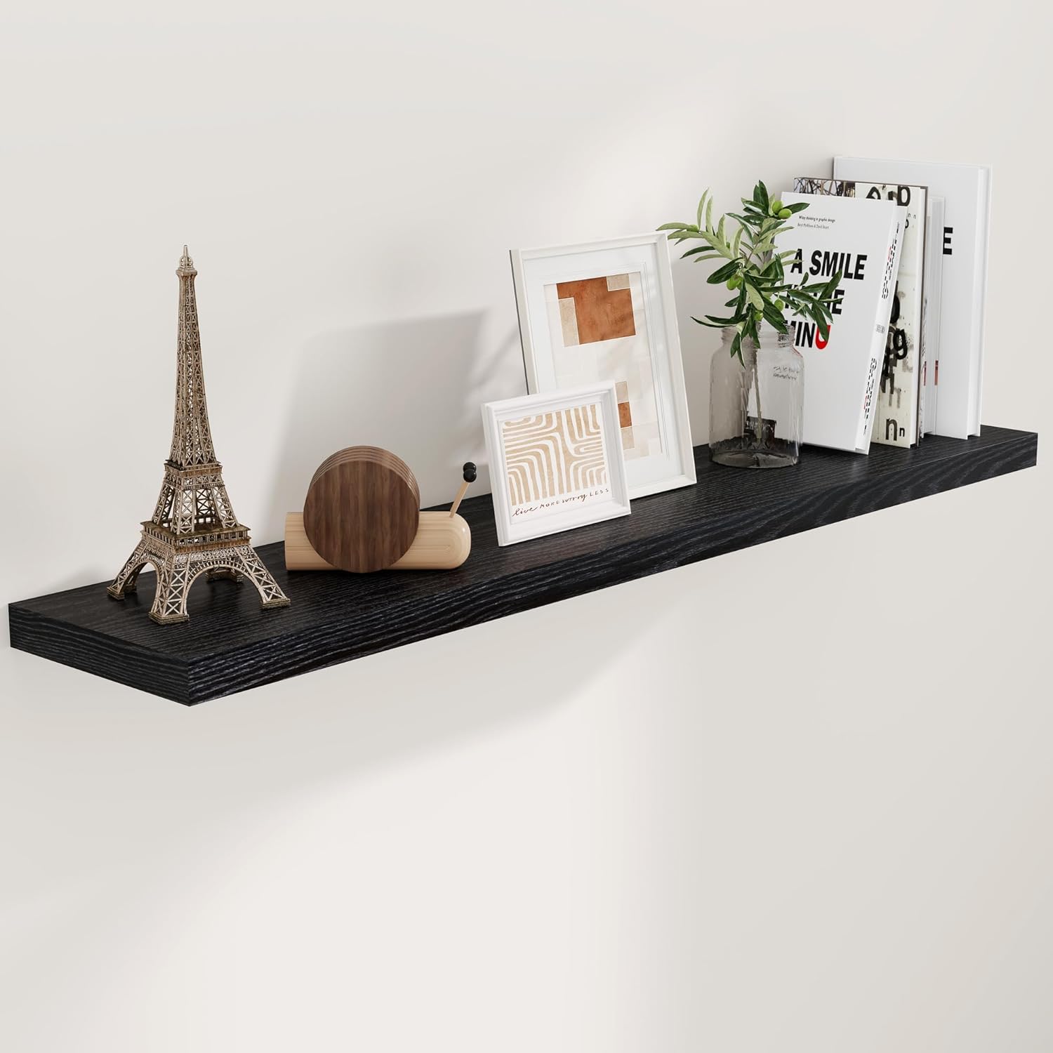 Amazon.com: 55 Inch Floating Shelves Black, Rustic Wood Floating Shelf ...