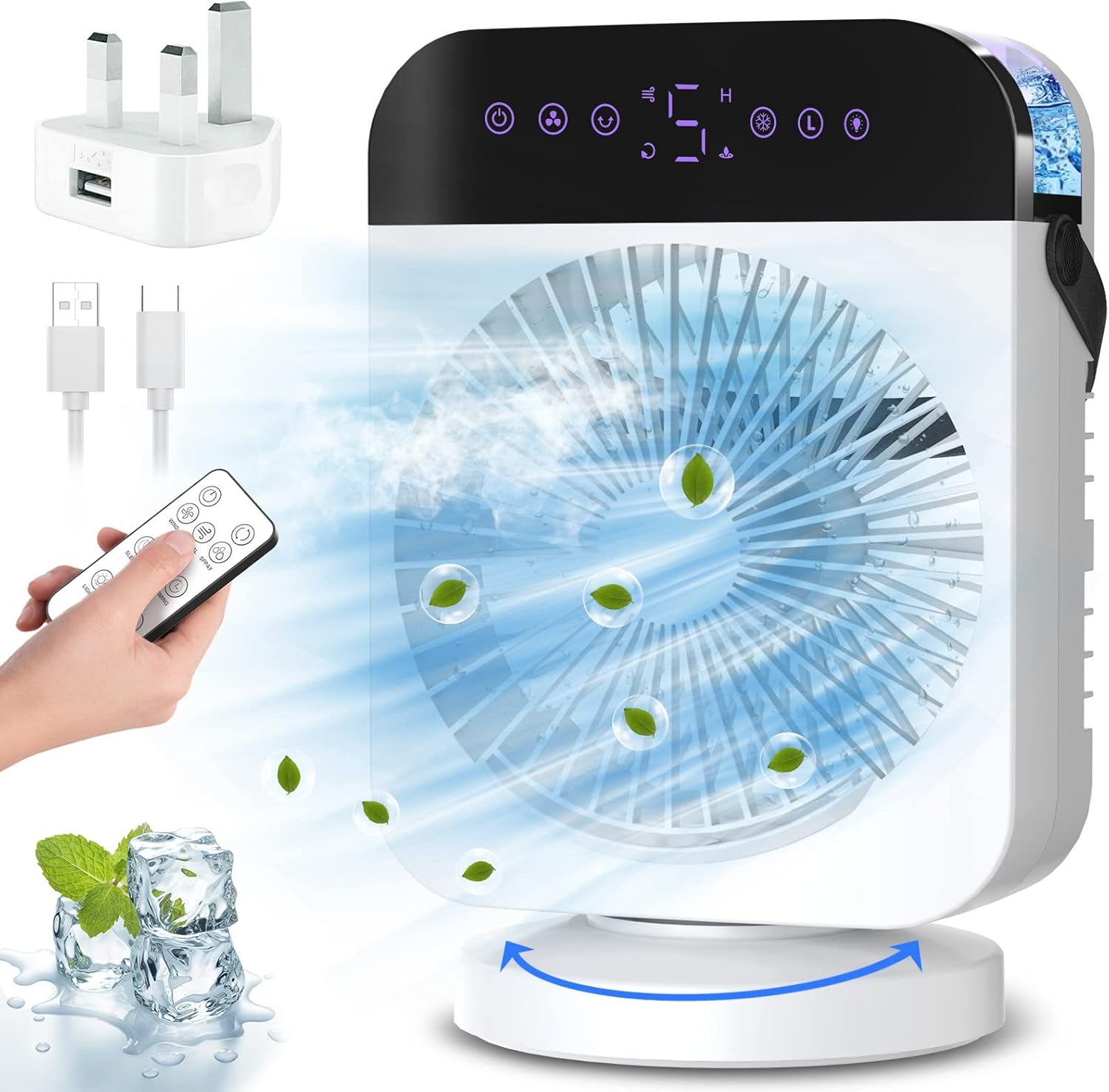 Portable Air Coolers for Home, 4 Wind Speed Small Air Conditioner, Mini ...