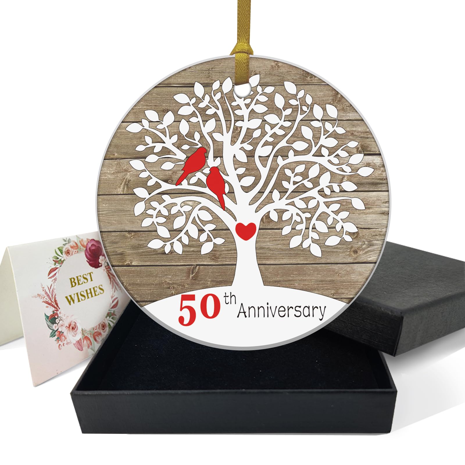 Amazon.com: REWIDPARTY 50th Wedding Anniversary Ornament 50th ...