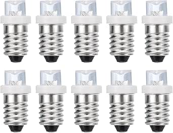 MECCANIXITY 3V/0.17A E10 Mini LED Light Bulbs, 10Pcs Miniature Screw ...