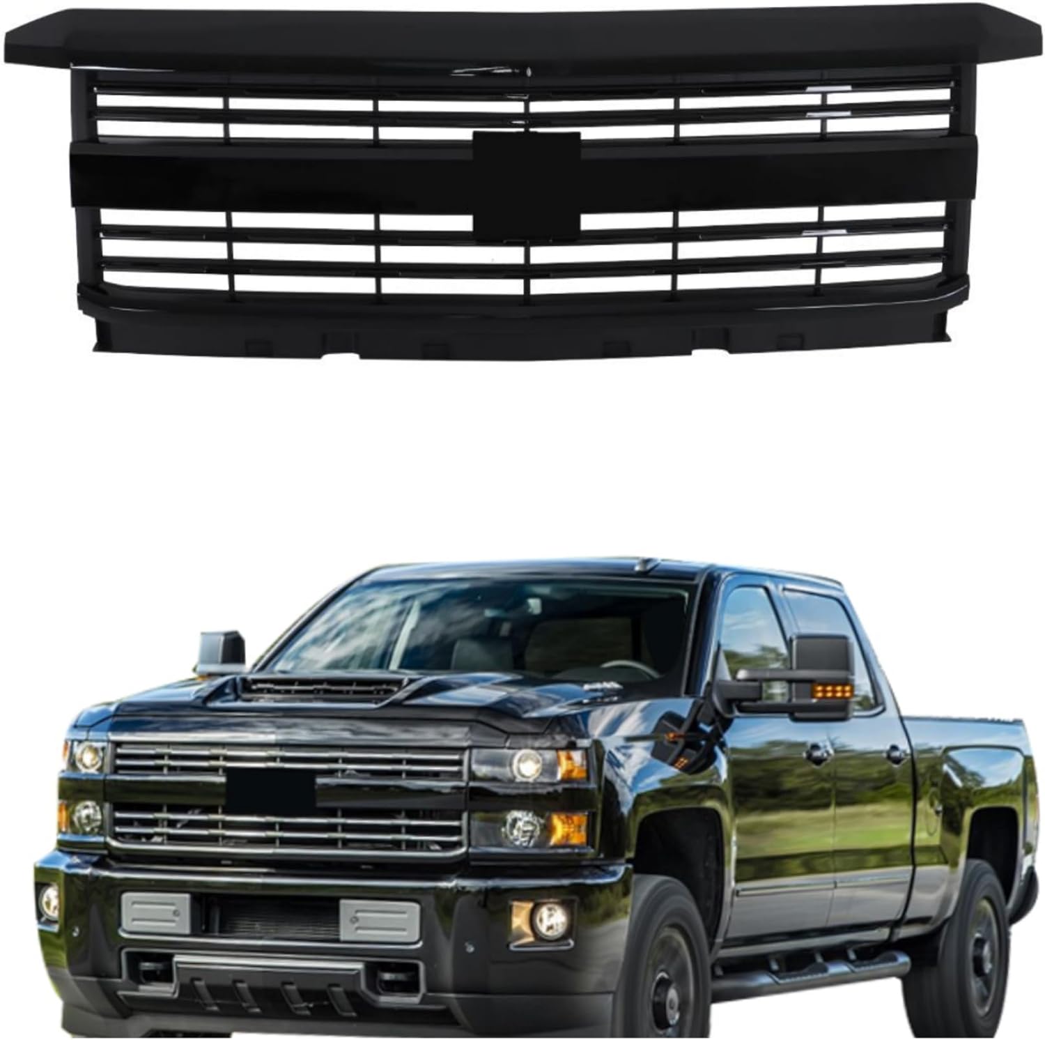 Amazon.com: waltyotur Front Grille Gloss Black Bumper Grill Replacement ...
