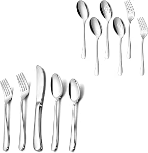 Amazon.com | Herogo Heavy Duty Silverware Set with Serving Utensils, 36 ...
