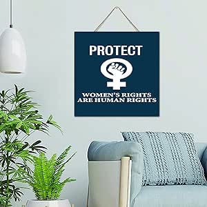 Amazon.com: Autravelco Distressed Wood Sign Women's Rights are Human ...