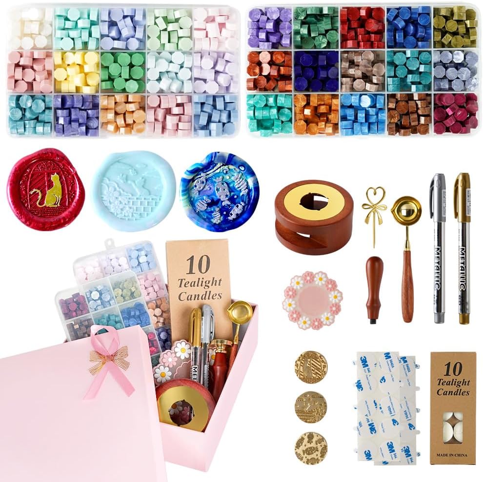 Amazon.co.jp: WeBirth シーリングスタンプ 30色 届いてすぐ使える 初心者セット 説明動画あり 専用BOX付き 日本企業 女の子 プレゼント 誕生日 シーリングワックス ...