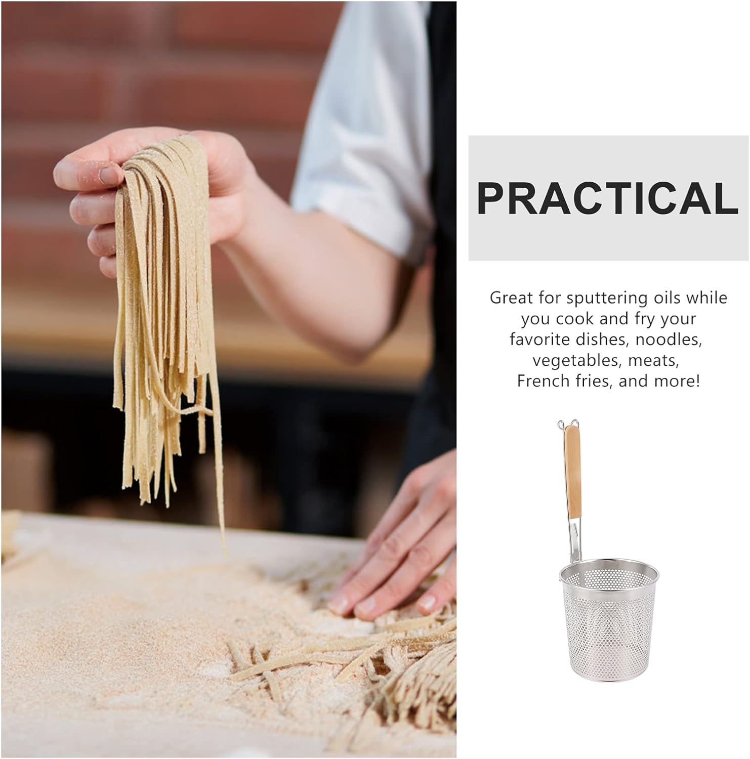 ZzzaNa Stainless Steel Pasta Basket Noodle Straining Basket Mesh Spider ...