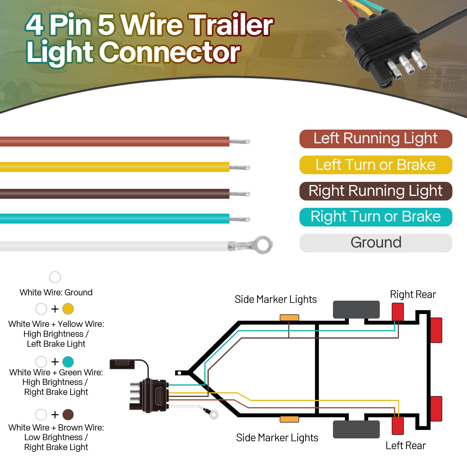 4 Pin 5 Wire Trailer Wiring Diagram Amazon.com: SS VISION 22FT 4 Pin 5