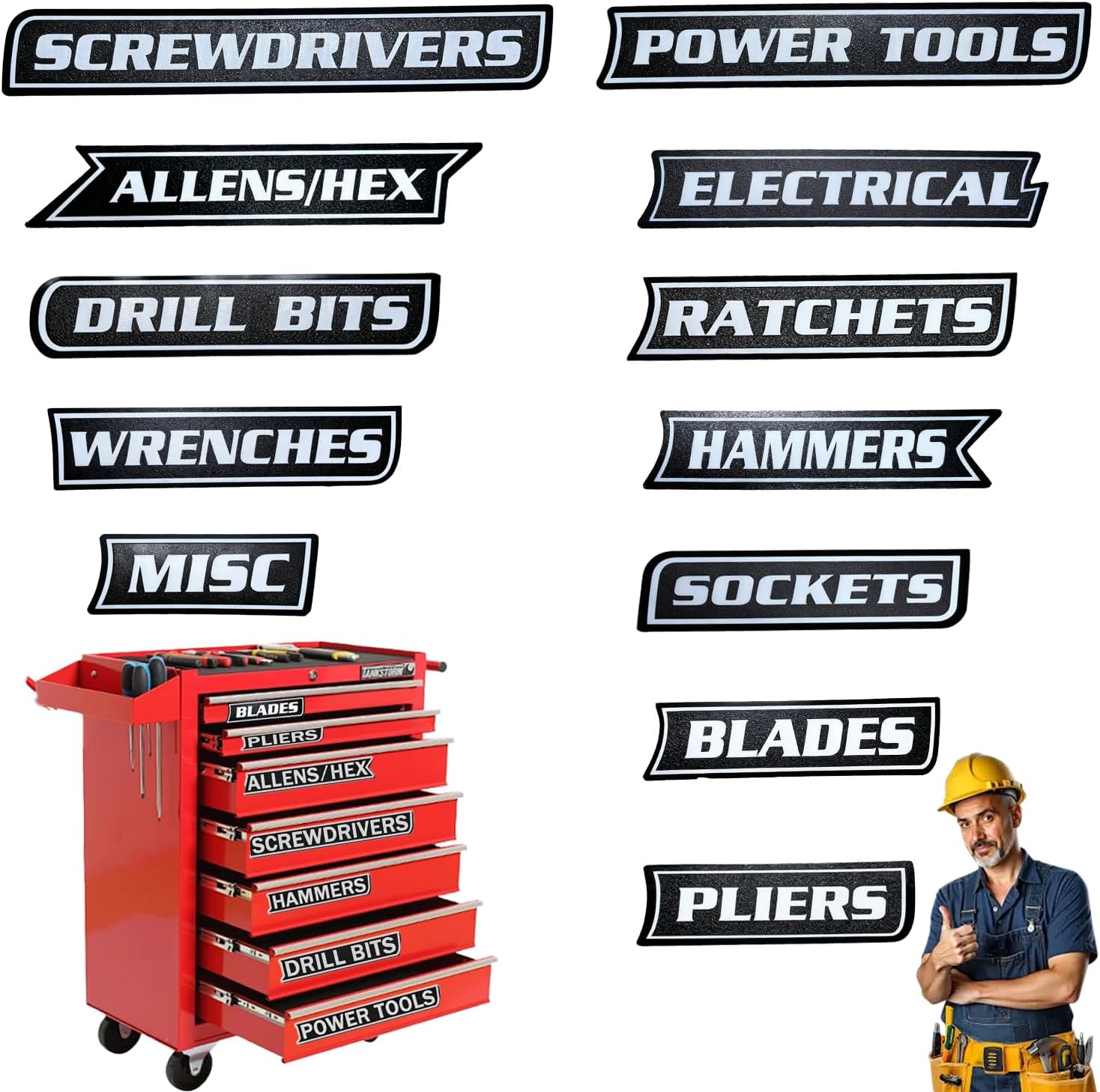Amazon.com: 12 Pack of Magnetic Tool Box Labels,3D-Printed Toolbox ...