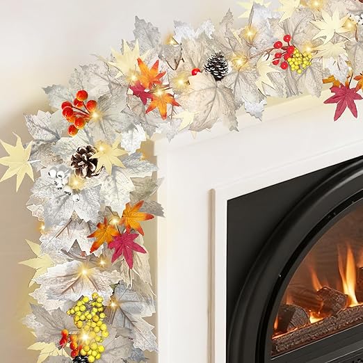 Amazon.com: Feivando 5.8Ft Fall Garland Decor for Mantle Artificial ...