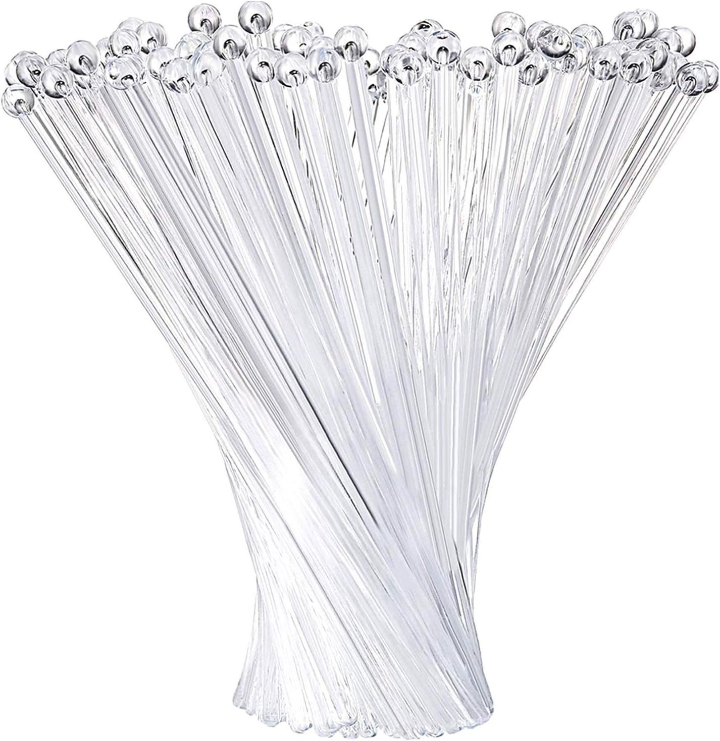 Amazon.com | 100 Pieces Disposable Plastic Round Top Crystal Swizzle ...