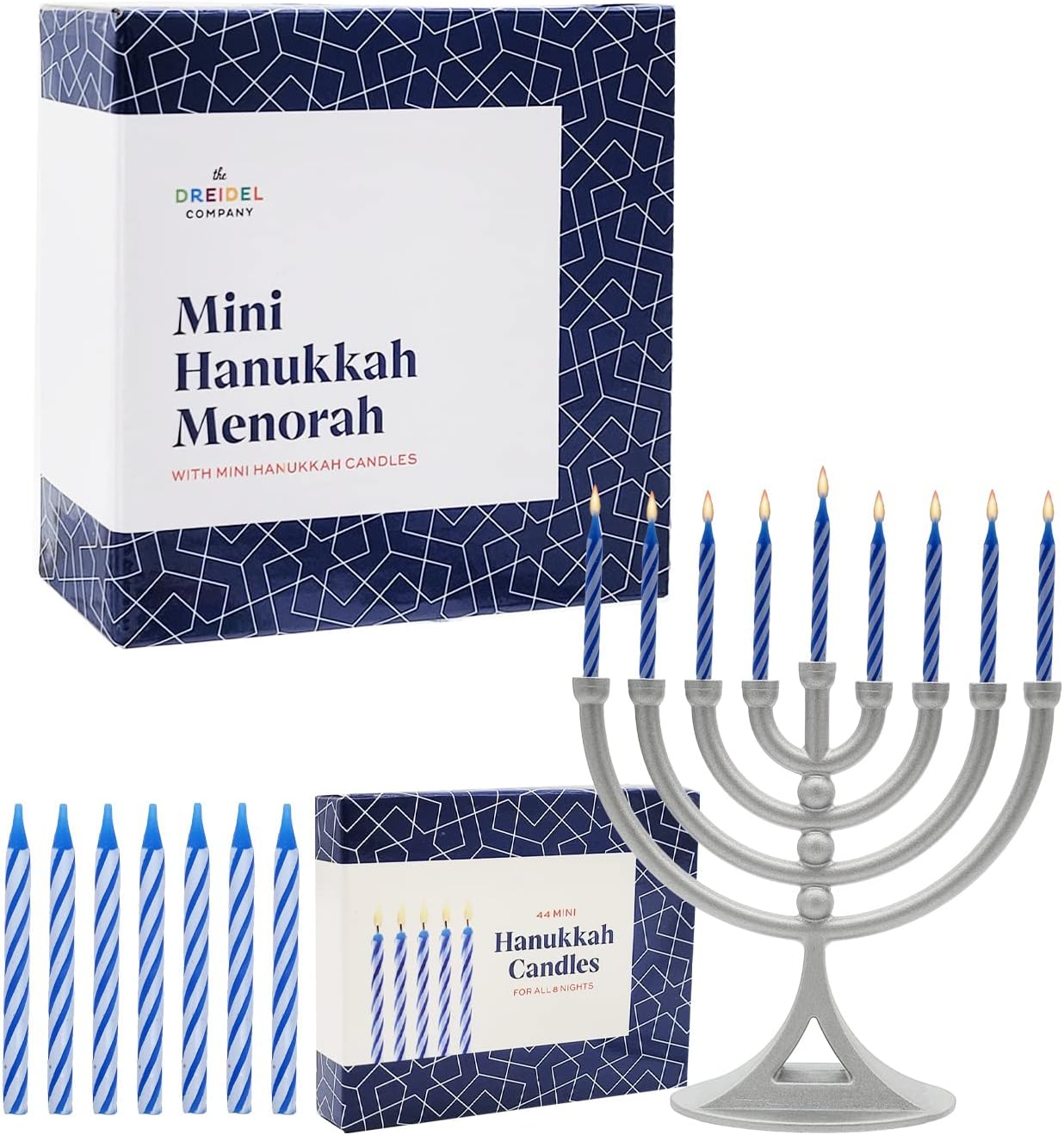 The Dreidel Company Classic Hanukkah Mini Menorah with Birthday Candles ...