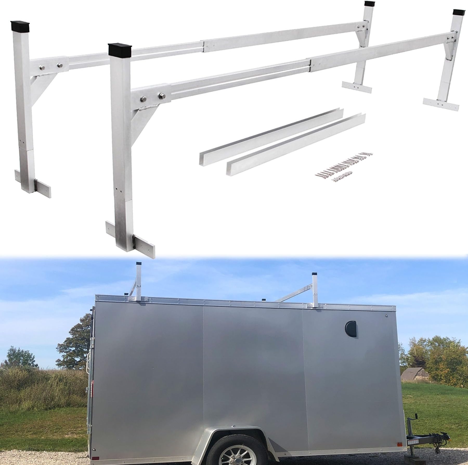 Amazon.com: Lonwin 4'-8.5' Adjustable Enclosed Trailer Ladder Rack Fit ...