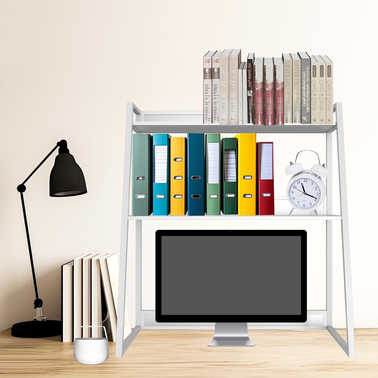 Amazon.com: ZICHOUYING Desktop Shelf, 2-Tier Wooden Large Space Storage ...