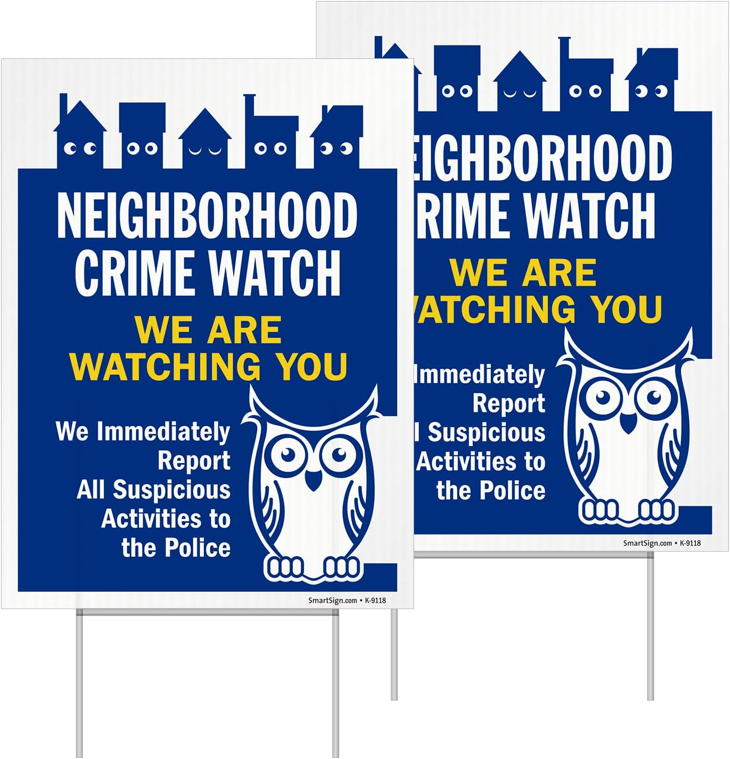 Amazon.com: SmartSign (2-Pack) Neighborhood Crime Watch Yard Sign with ...