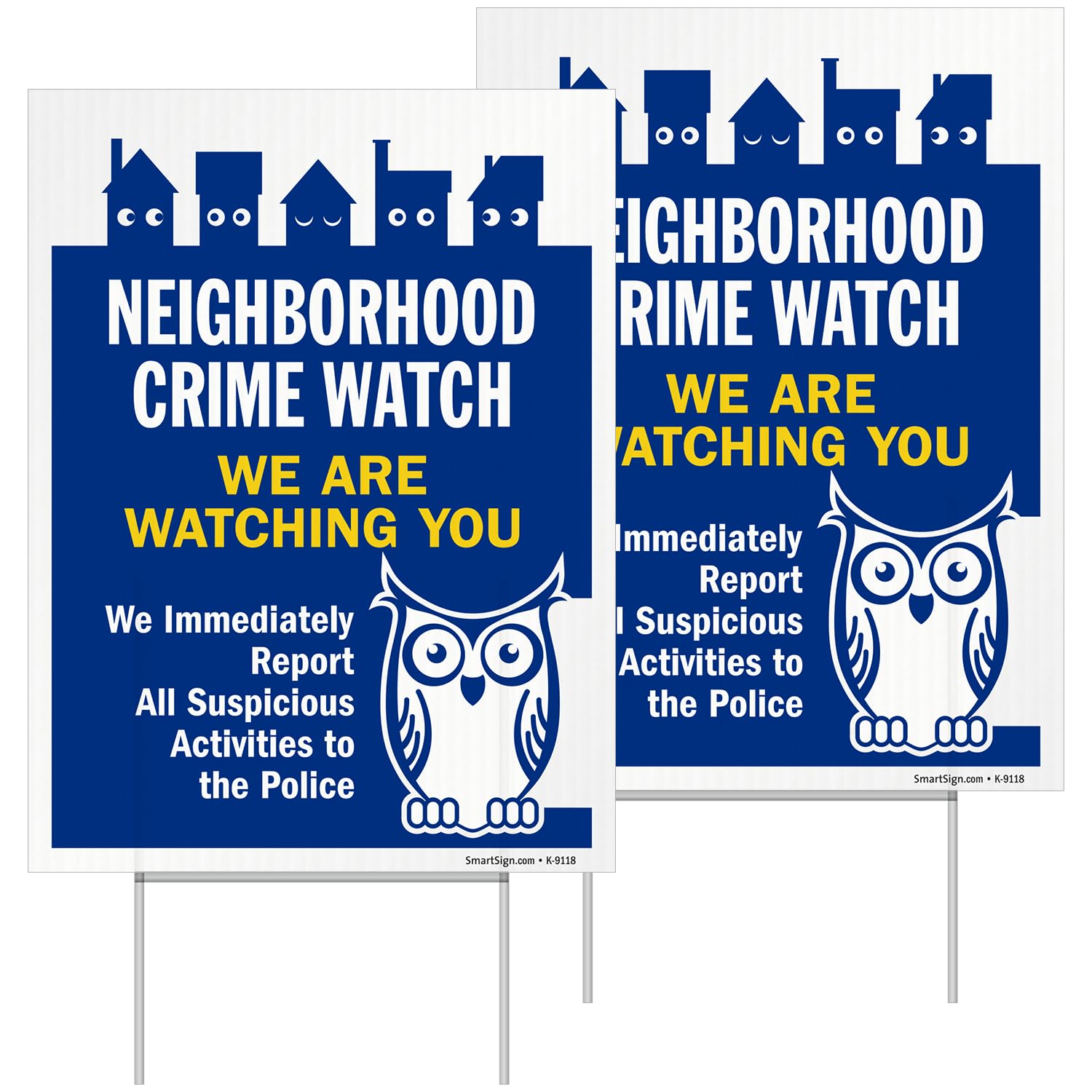 Amazon.com: SmartSign (2-Pack) Neighborhood Crime Watch Yard Sign with ...