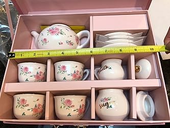 Porcelain Tea Set for Girls - Pastel with Gold Polka Dot Tea Party Set ...