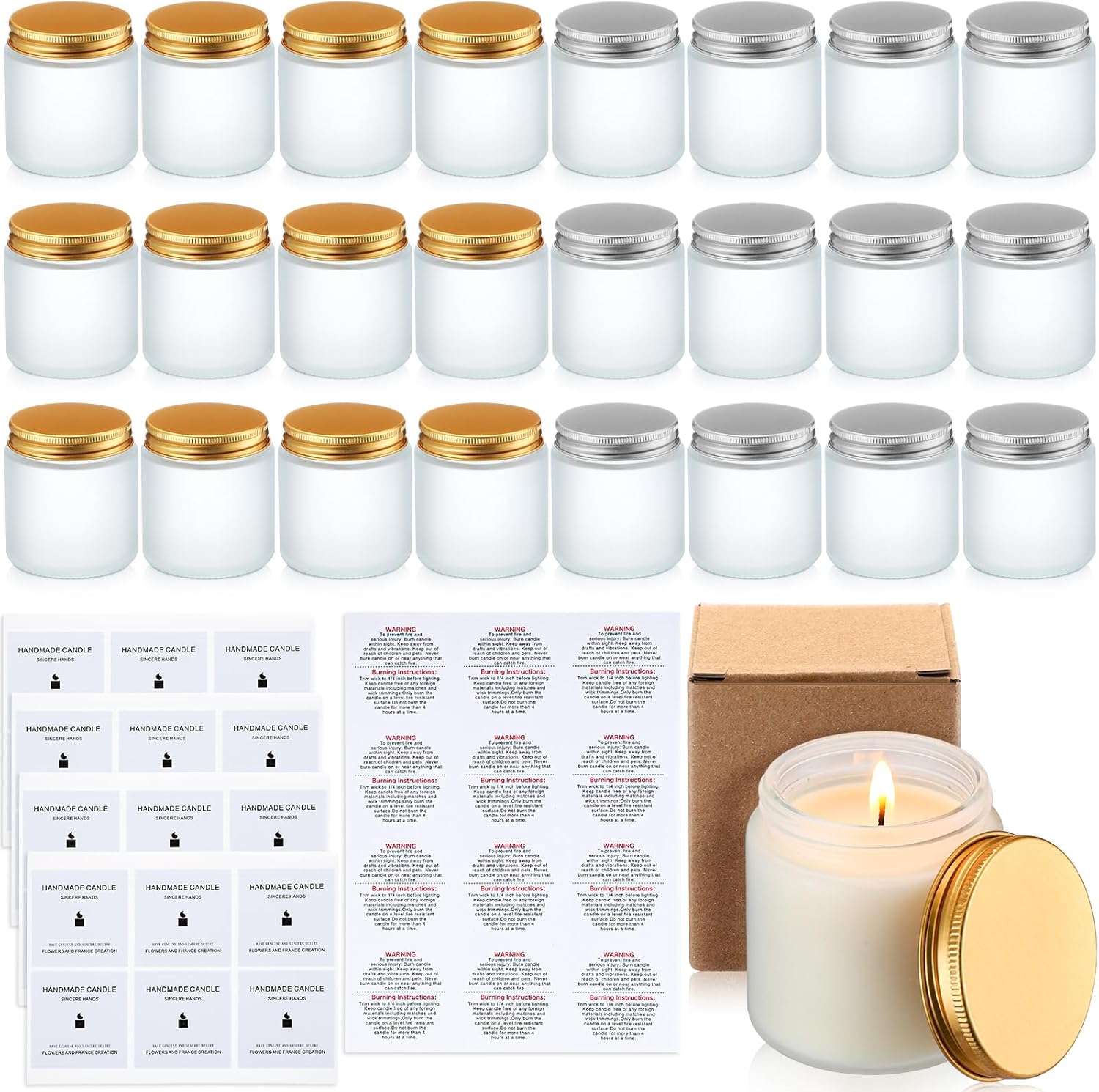 Amazon.com: Nuogo 24 Pack 3.5 oz Wide Mouth Glass Candle Jar White ...