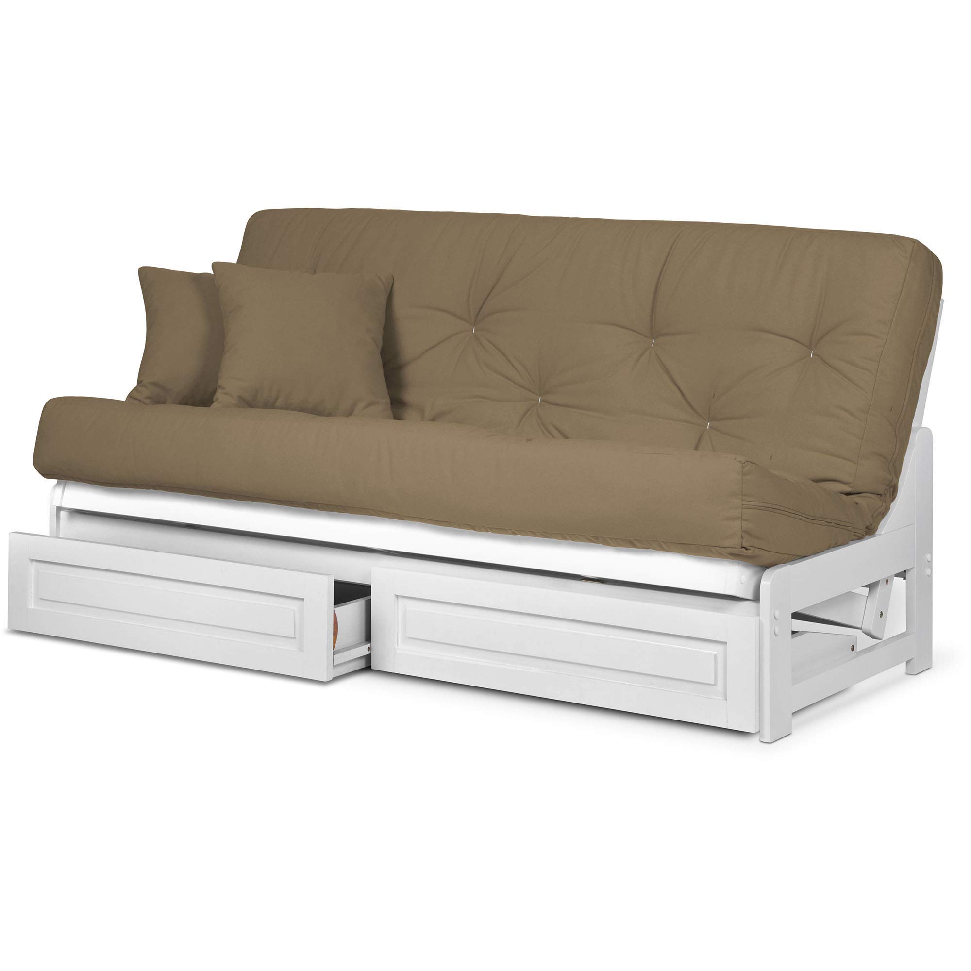 Amazon.com: Nirvana Futons Arden White Futon with Storage Drawers Queen ...