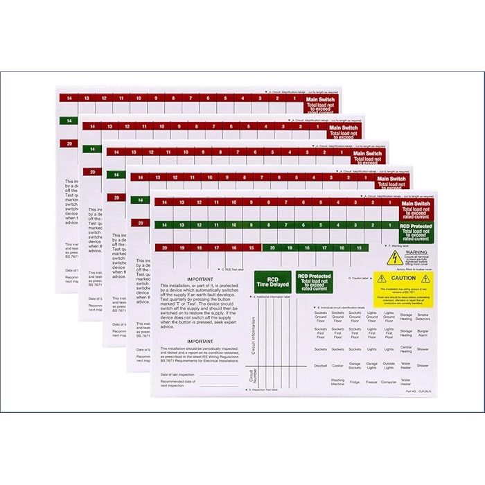Buy 5-Pack Consumer Unit Labels | Fuse Board Stickers | Labelling ...