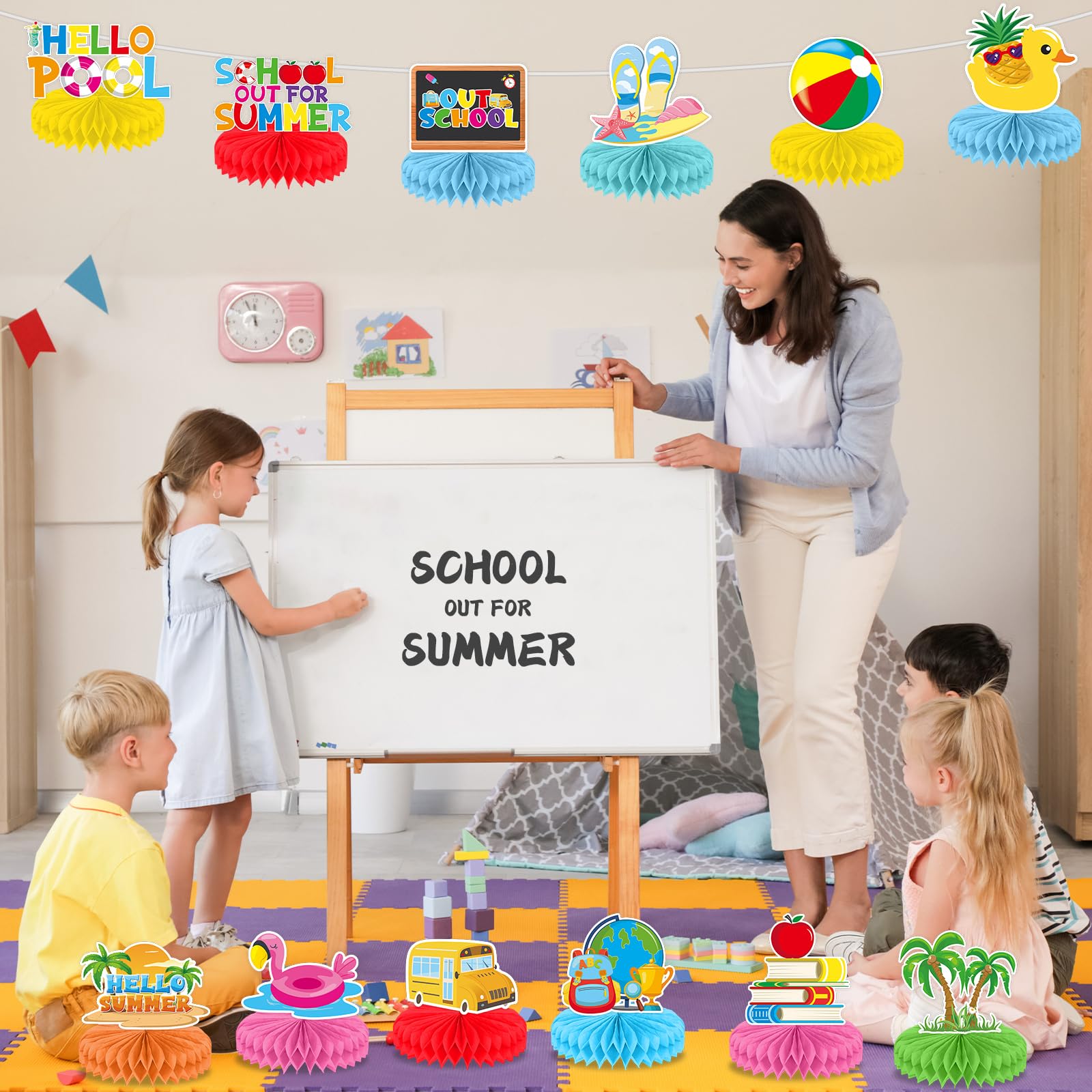 Snapklik.com : 12Pcs Schools Out For Summer Party Honeycomb ...