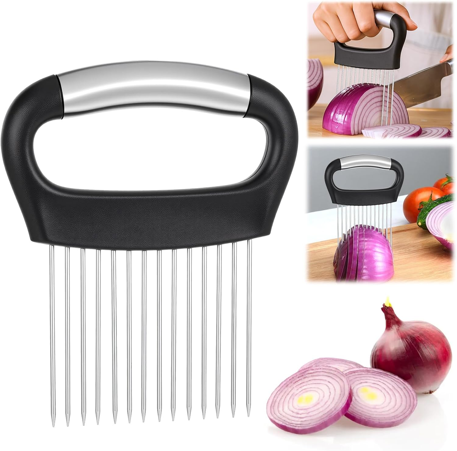 Onion Holder for Slicing Onion Cutter Vegetable Chopper Stainless Steel ...