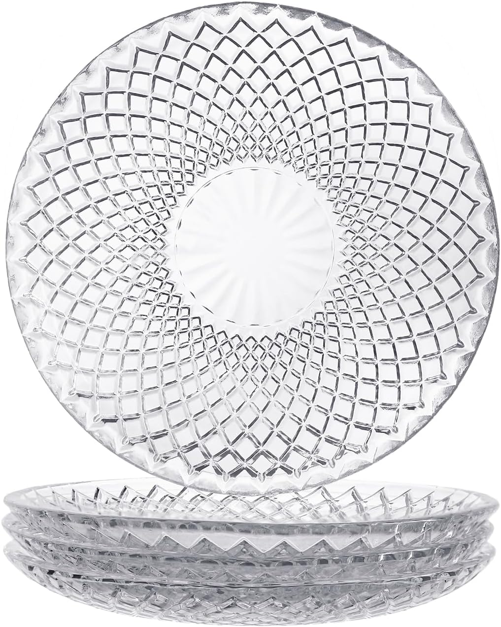 Amazon.com | Sizikato 4pcs Clear Glass Snack Plate with Mesh Texture, 6 ...