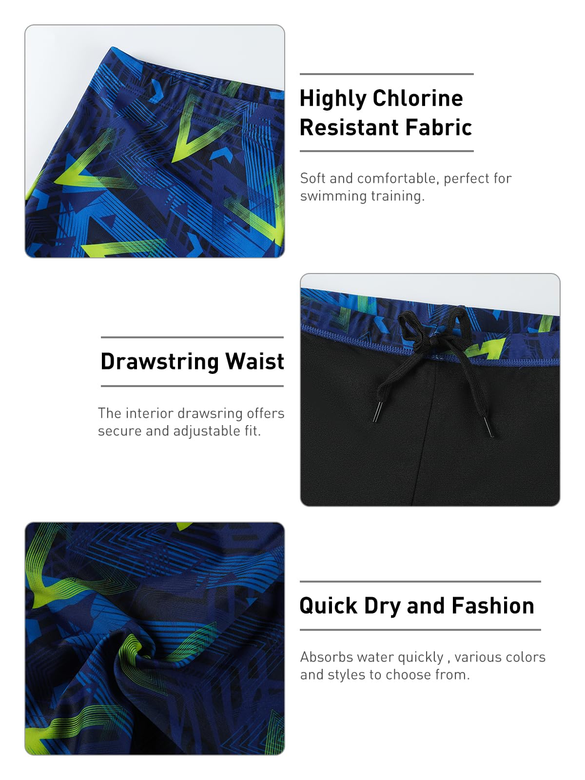 Snapklik.com : K898 Mens Square Leg Swimming Jammer Shorts UPF50+,Men ...