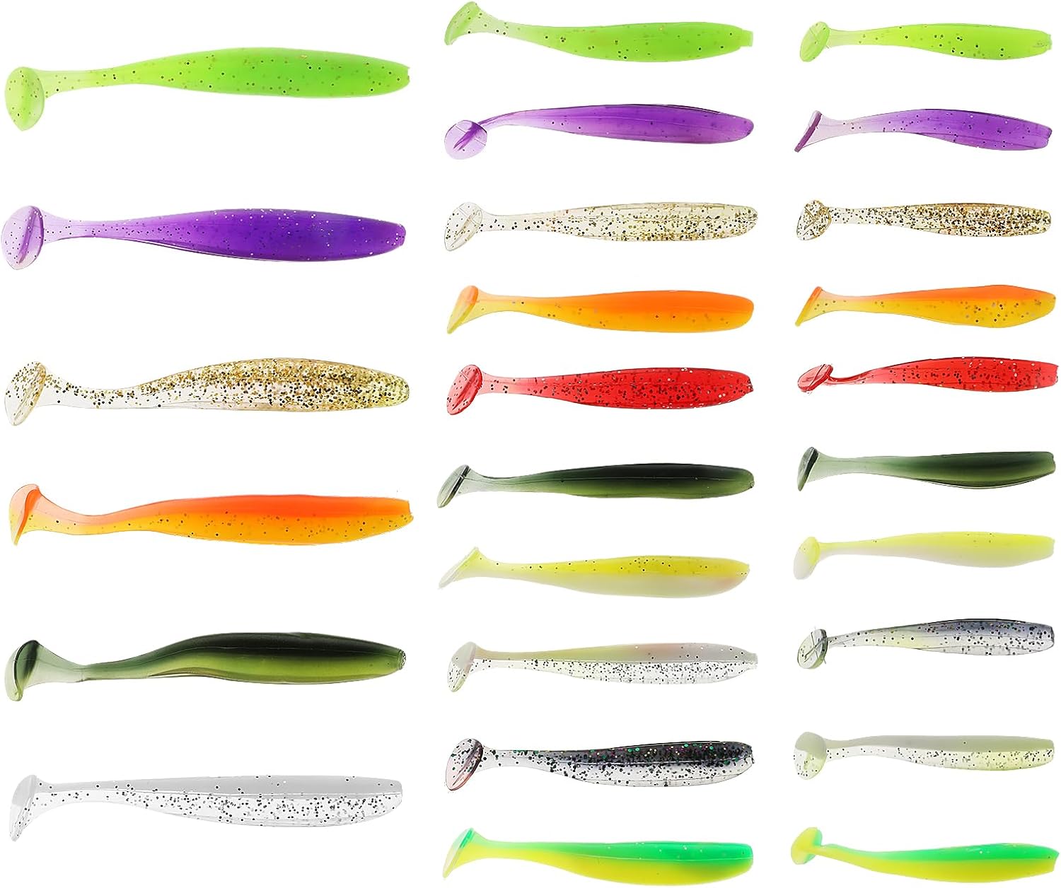 Cobee 26 Pieces Soft Fishing Bass Lures, Paddle Tail Swimbaits Silicone ...
