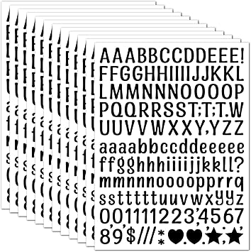 Amazon.com: 15 Sheet Small Letter Stickers - 1/2 Inch Black Vinyl Self ...