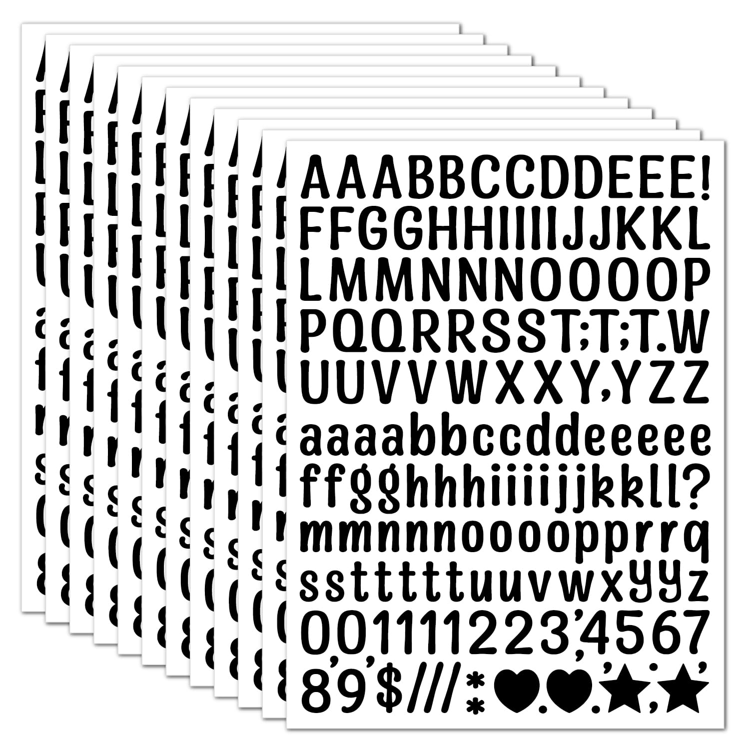 Amazon.com: 15 Sheet Small Letter Stickers - 1/2 Inch Black Vinyl Self ...