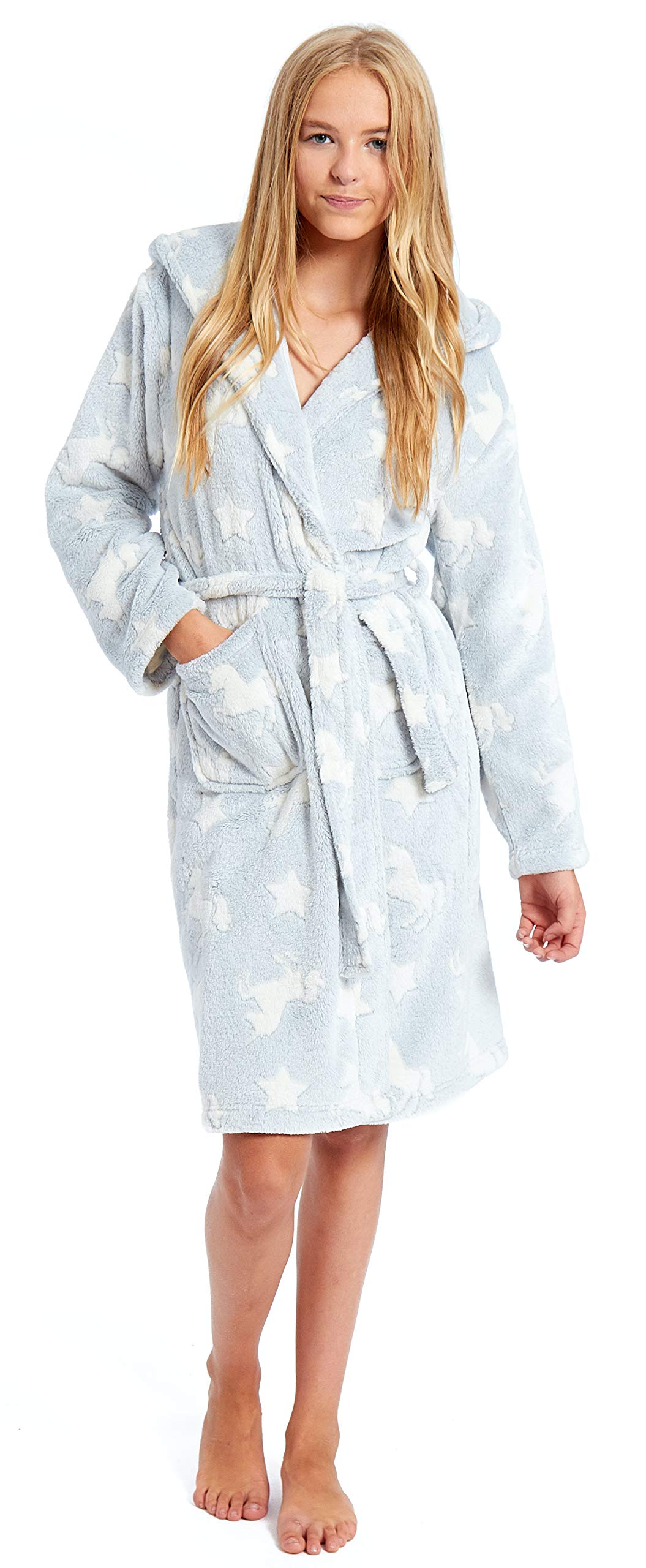 Slumber Hut® Girls Unicorn Novelty Fleece Dressing Gown Hooded Animal ...
