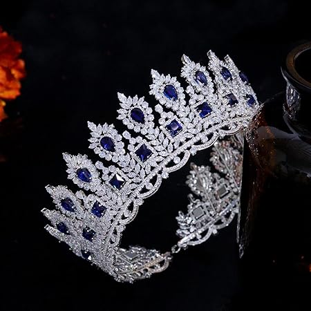 Amazon.com : Jorsnovs Luxury Cubic Zirconia Wedding Round Tiaras Zircon ...