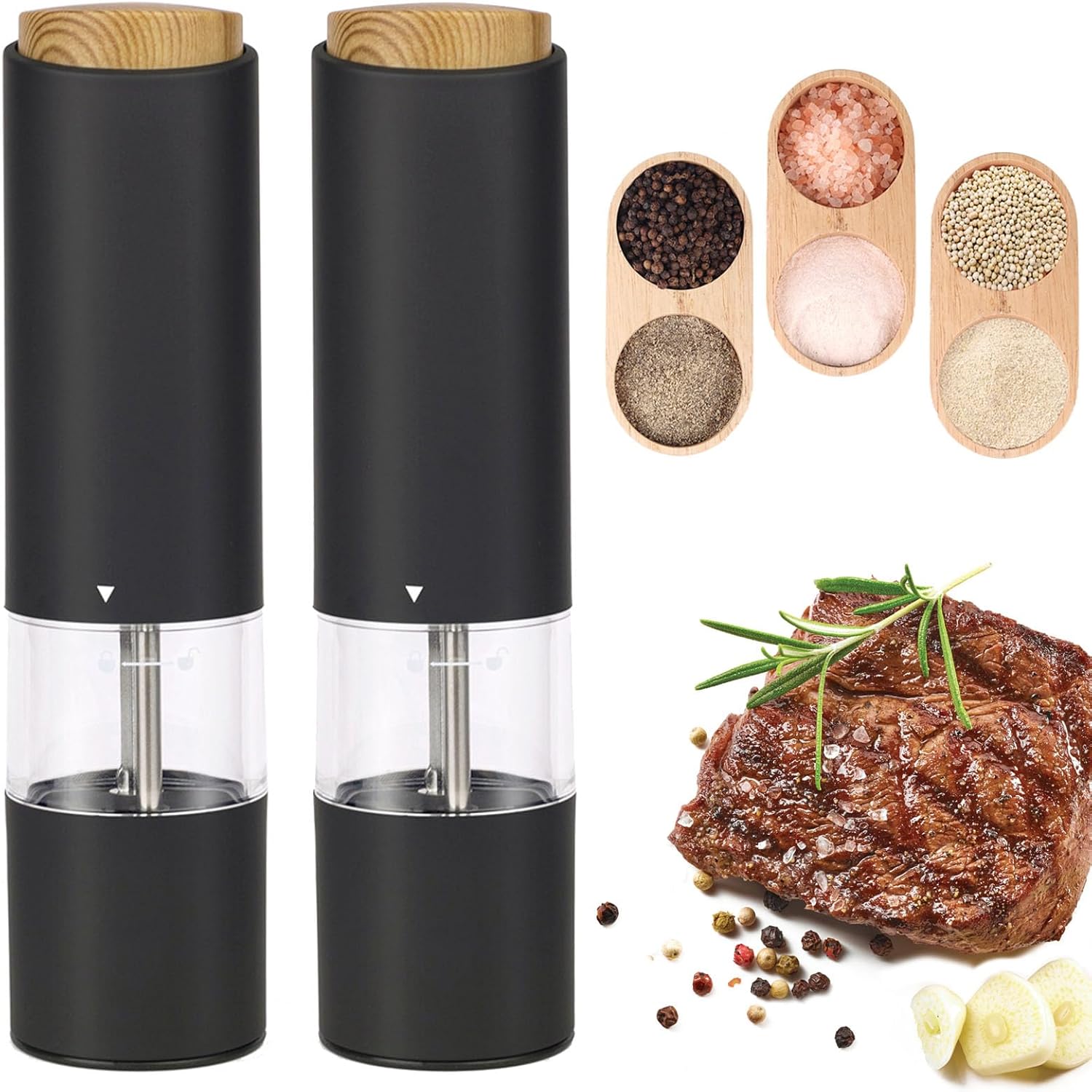 Amazon.com: Electric Salt and Pepper Grinder Set, 2 Pack Automatic Salt ...