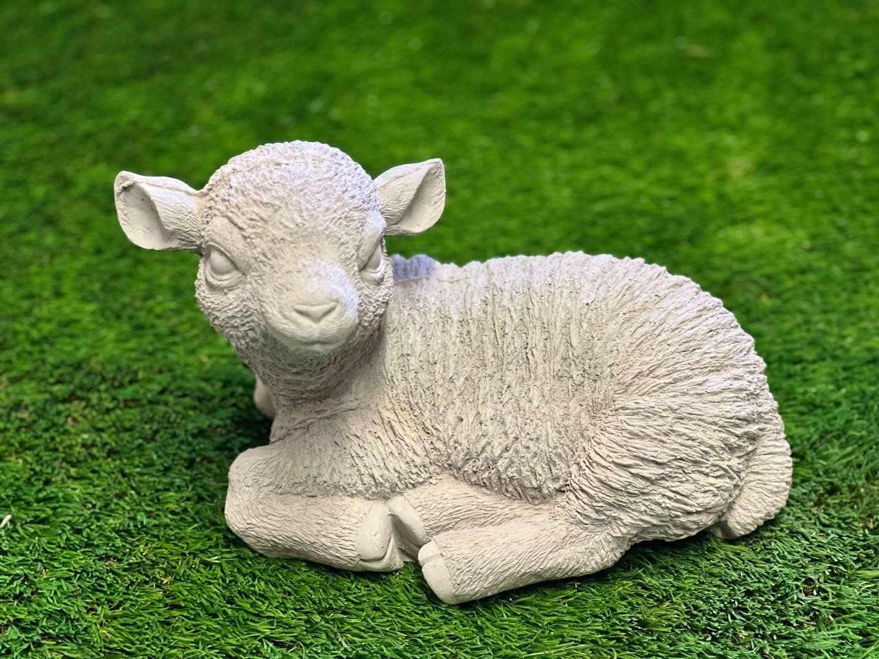 Amazon.com: Concrete Laying Lamb Figurine Farm Sheep Statue Resting ...