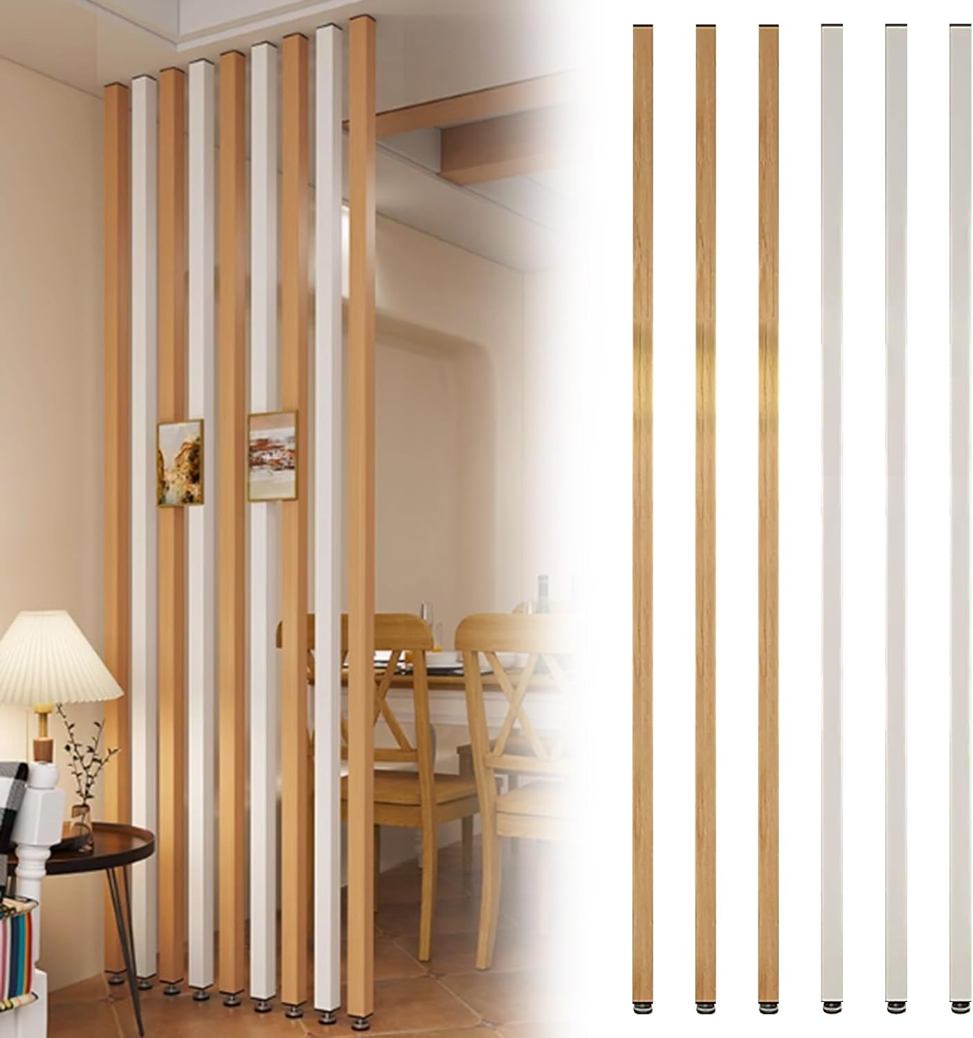 Amazon.com - Wall Partition Room Divider Floor to Ceiling White & Wood ...