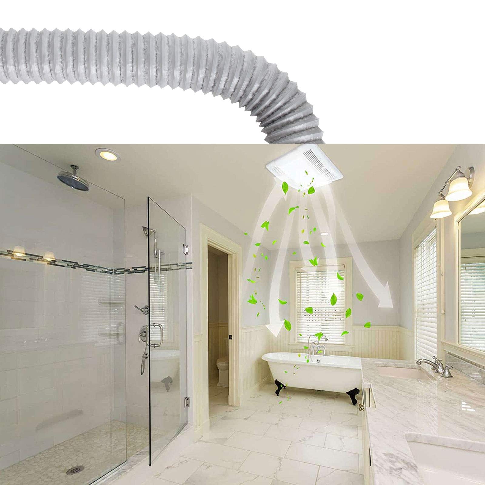 3 Inch PVC Ventilation Ducting 16 FT Long Grey Flexible Aluminum ...