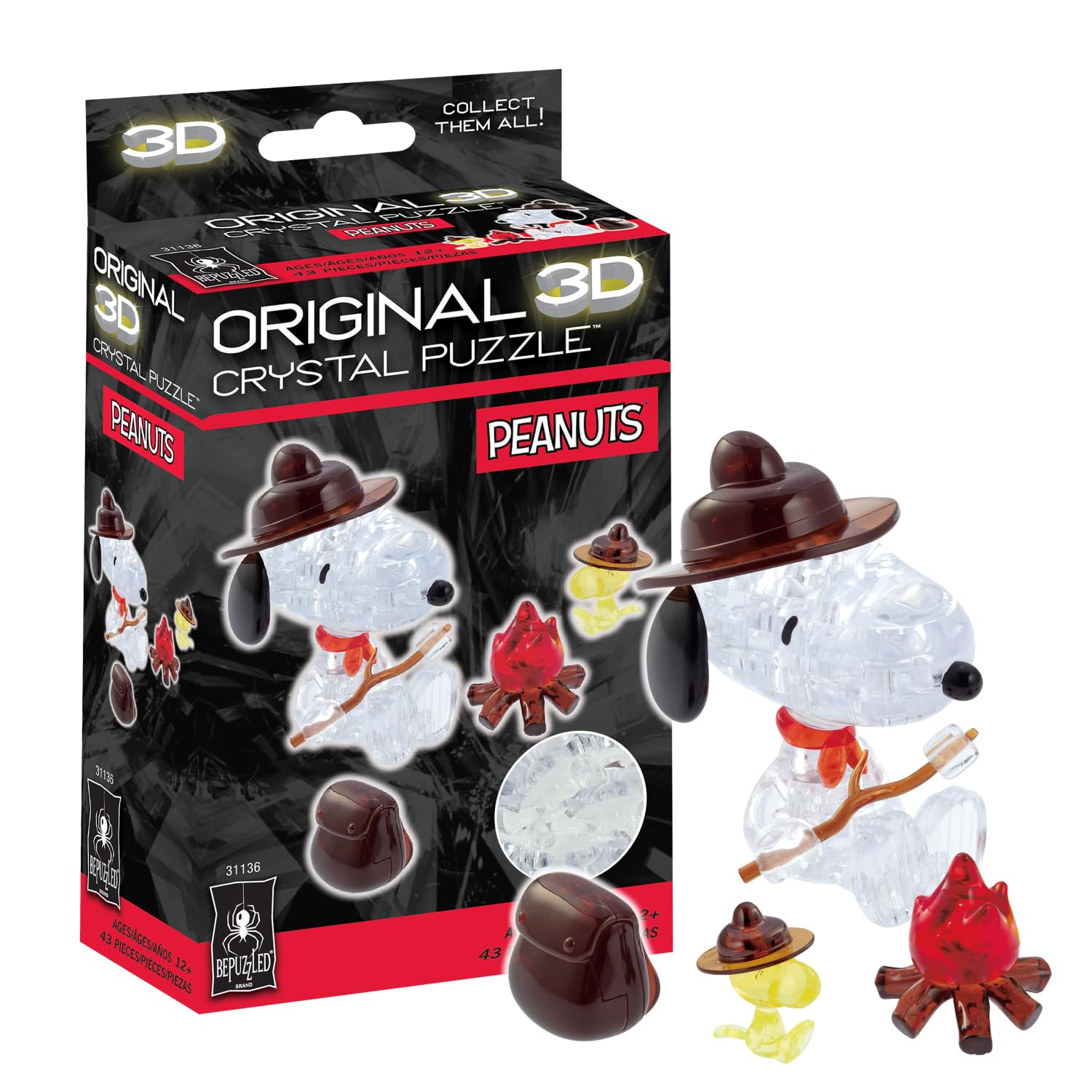 Snapklik.com : BePuzzled, Peanuts Snoopy Campfire Original 3D Crystal ...