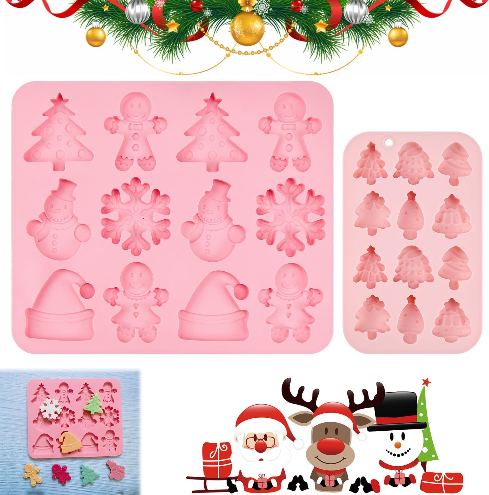 Silikonform Weihnachten, 2 Stück Weihnachten Resin Formen, Harz ...