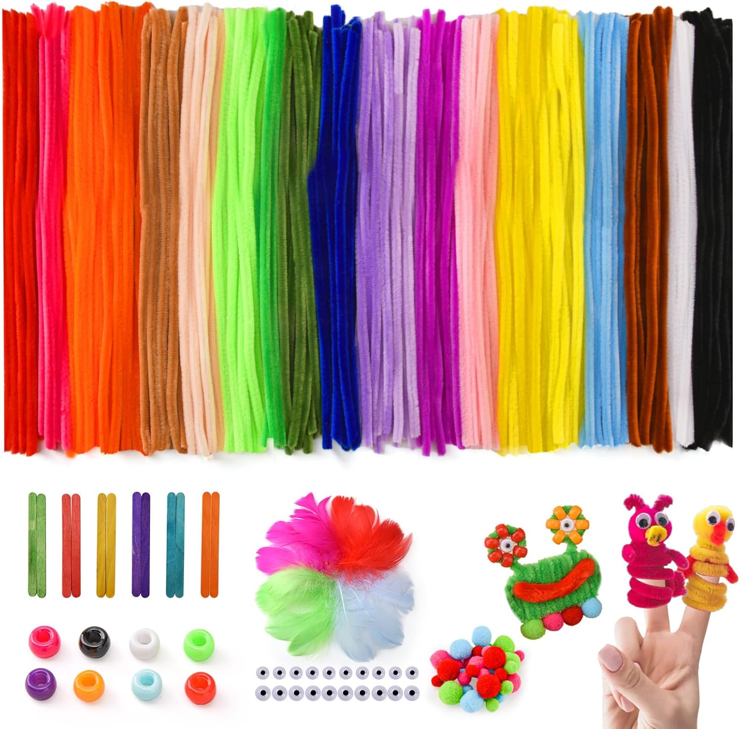 356 PCS Pipe Cleaners Craft Kit, Craft Supplies 20 Assorted Colored ...