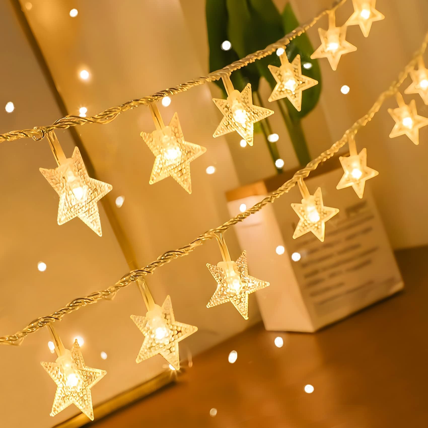 Amazon.com: ANJAYLIA 40 LED Star String Lights 20 FT Fairy Christmas ...
