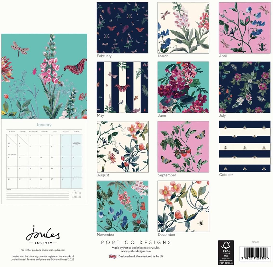 Joules, Floral Square Wall Calendar 2023 – BigaMart