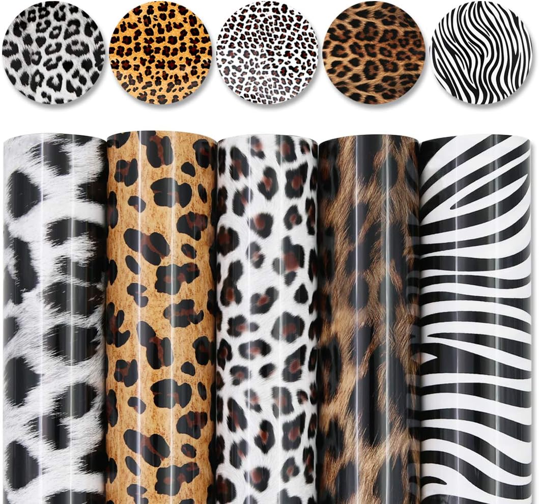 Amazon.com: SHARBDA Leopard Heat Transfer Vinyl,6 Sheets HTV Bundle ...